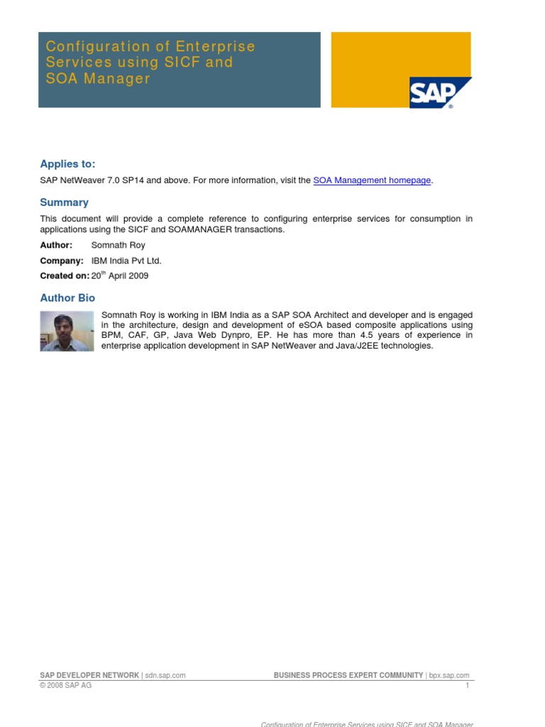 Configuration of Enterprise Services Using SICF and SOA Manager | PDF ...