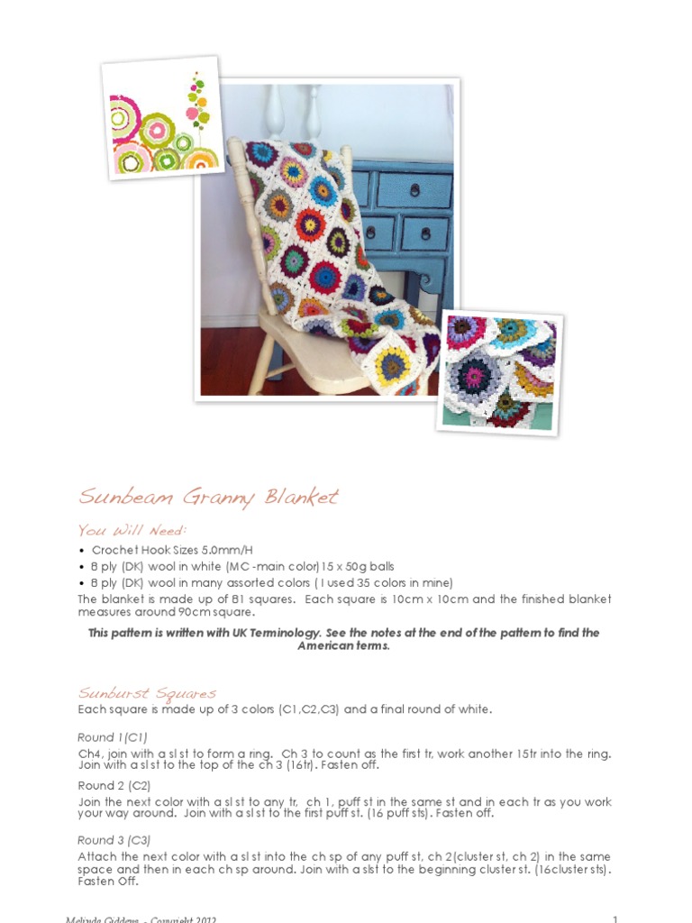 Sunbeam Granny Blanket | PDF | Blanket | Arts And Crafts