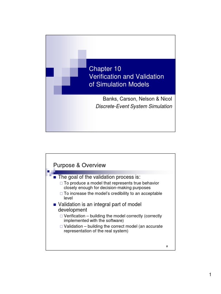 Verification And Validation Of Simulation Models Banks Carson Nelson