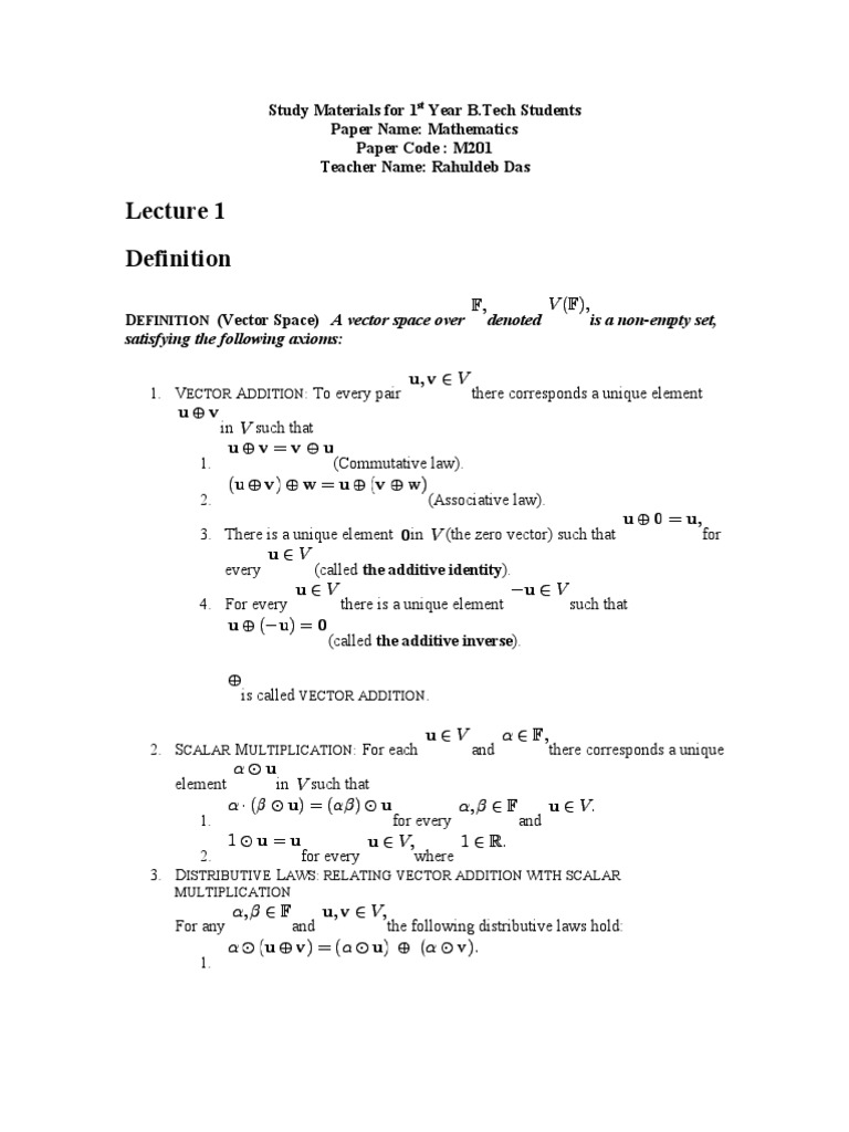 Vector Space | PDF | Eigenvalues And Eigenvectors | Basis (Linear Algebra)