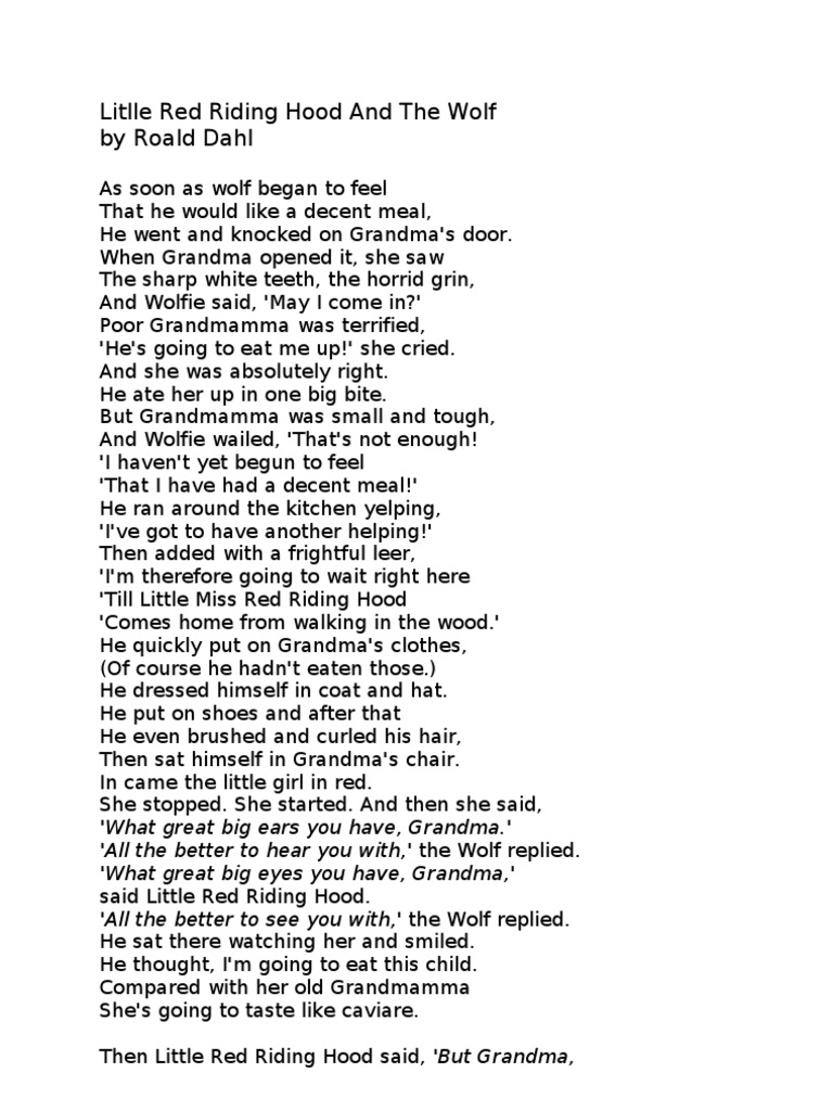 Litlle Red Riding Hood and The Wolf - Roald Dahl | PDF