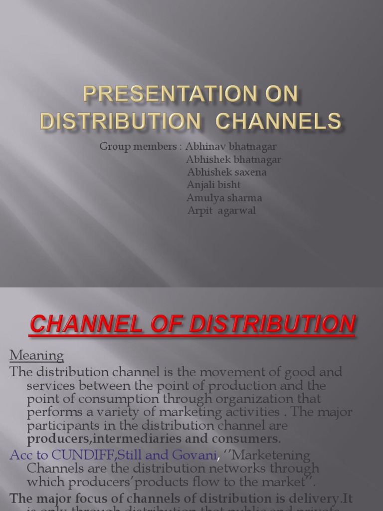 Presentation On Marketing Channels | PDF | Distribution (Business ...