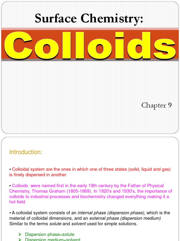 Oleochemistry - Chapter 9 - Colloids | PDF | Colloid | Solution