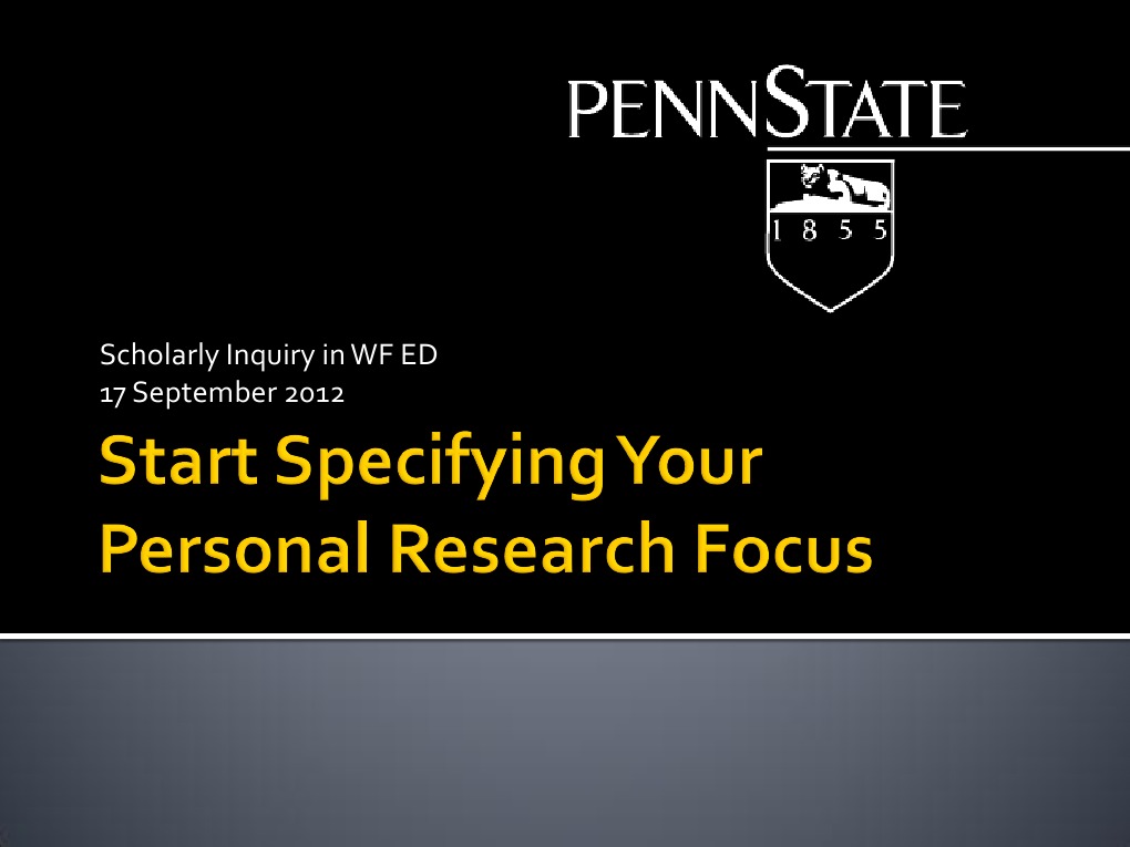 Start Specifying Your Personal Research Focus | PDF | Career & Growth