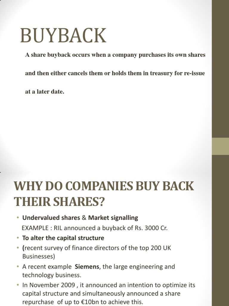 Buyback: A Share Buyback Occurs When A Company Purchases Its Own Shares ...