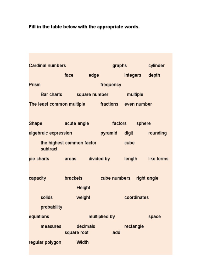 Math Vocabulary Reference Guide | PDF
