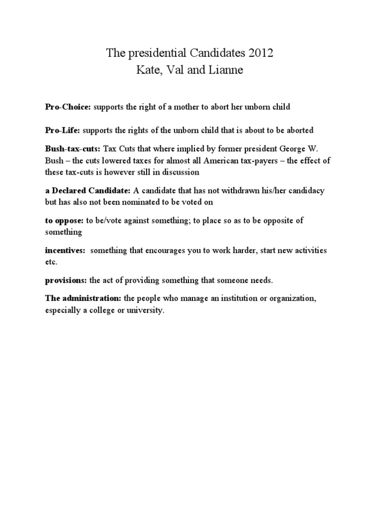 The Presidential Candidates 2012 | PDF