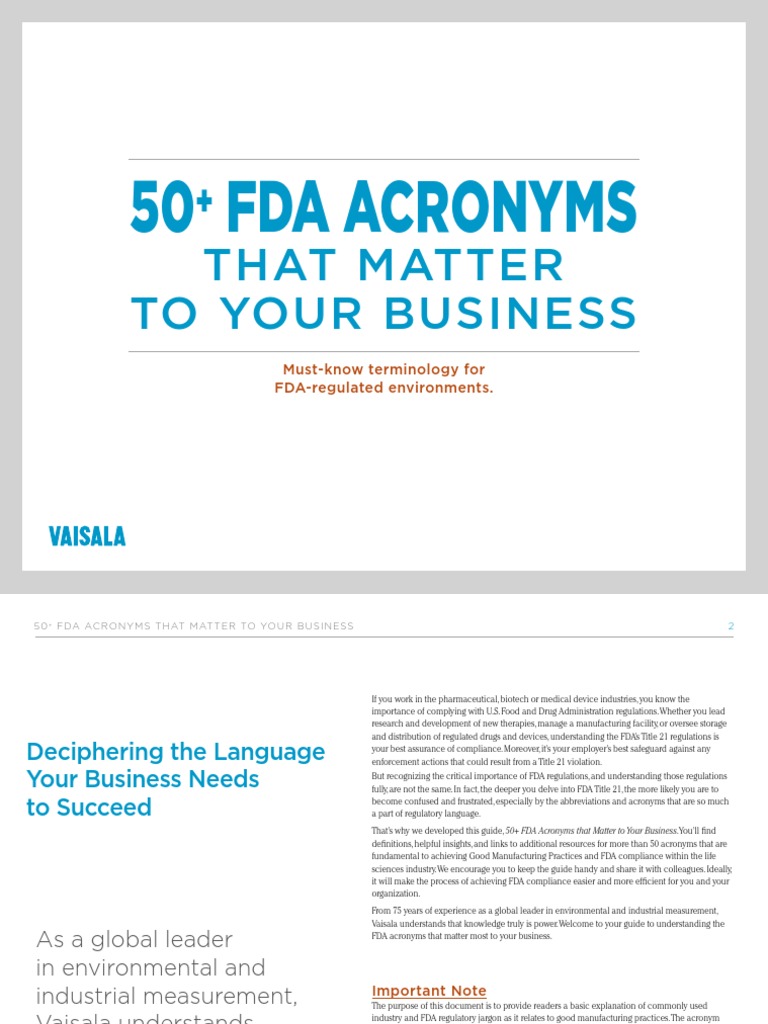 FDA Acronyms | PDF | Federal Food | Food And Drug Administration