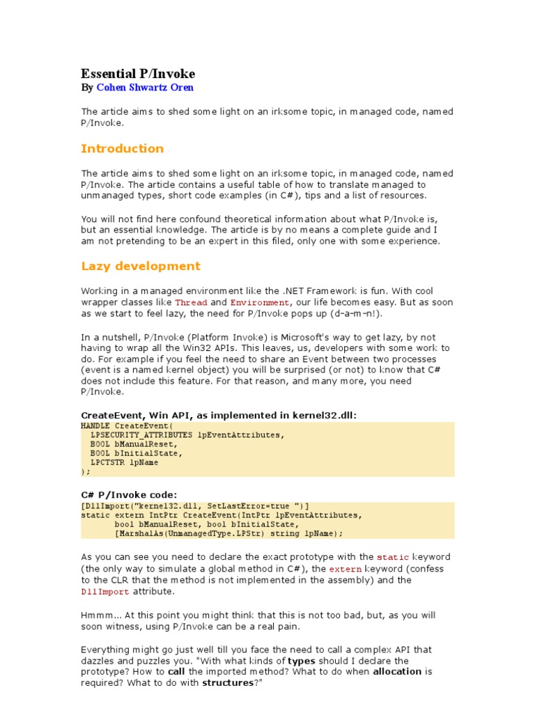 Pinvoke | PDF | Operating System Technology | Software