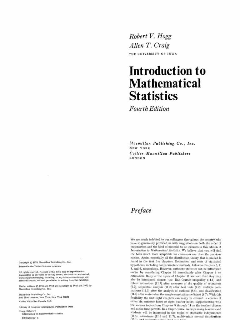 Introduction To Mathematical Statistics | PDF