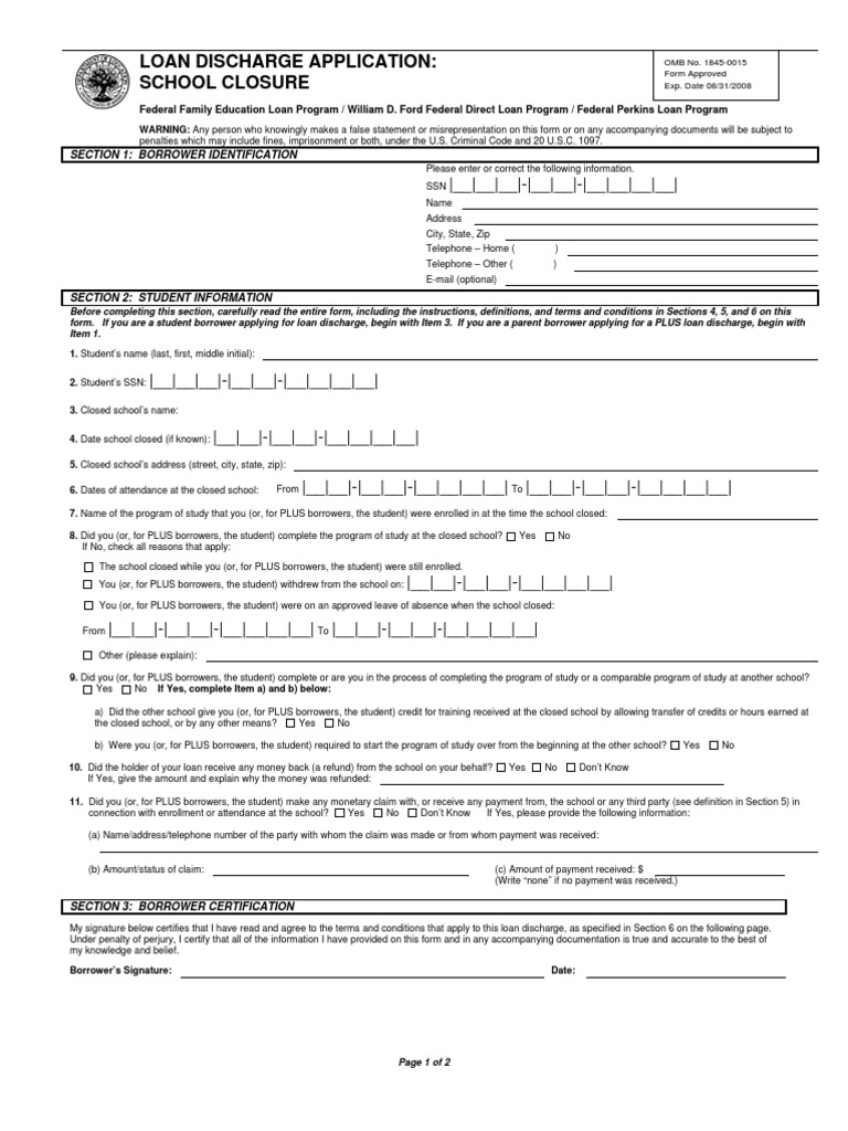 Loan Discharge for School Closure | PDF