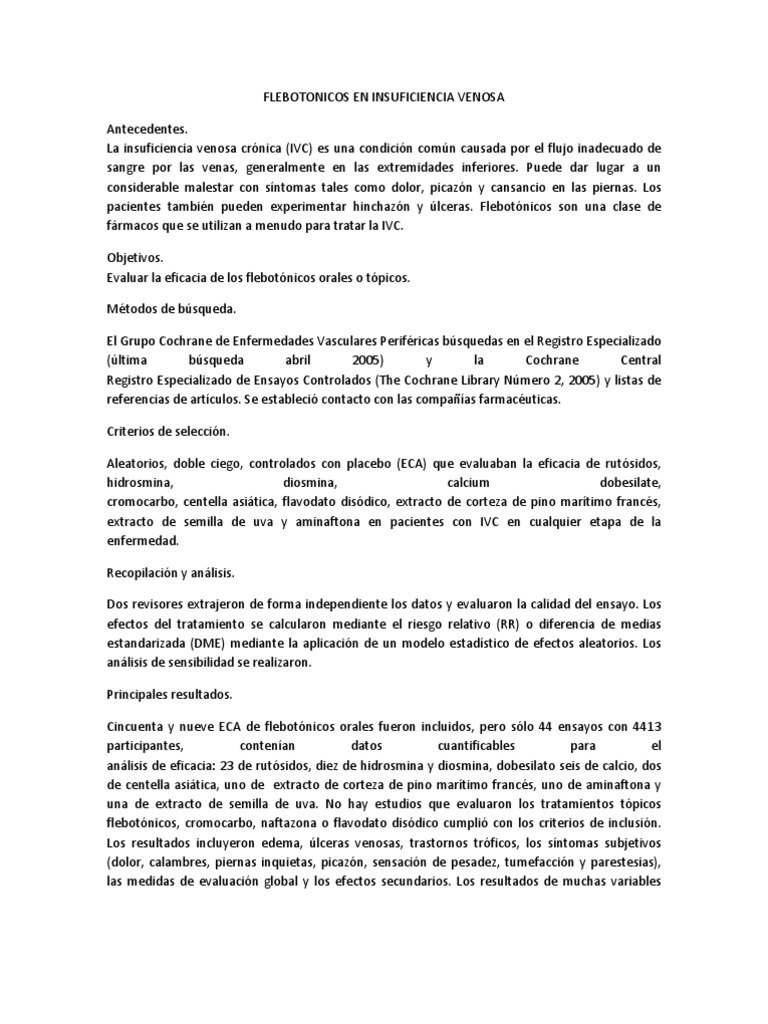 Flebotonicos IVC | PDF | Ensayo clínico | Enfermedades y trastornos