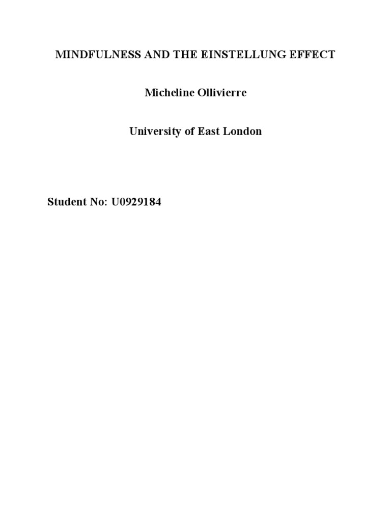Mindfulness and The Einstellung Effect Micheline Ollivierre University ...
