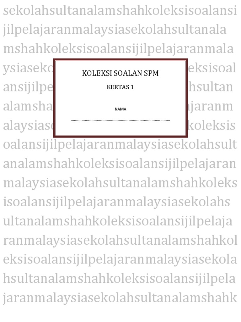 Koleksi Soalan SPM Paper 1 | PDF | Mean | Probability Distribution