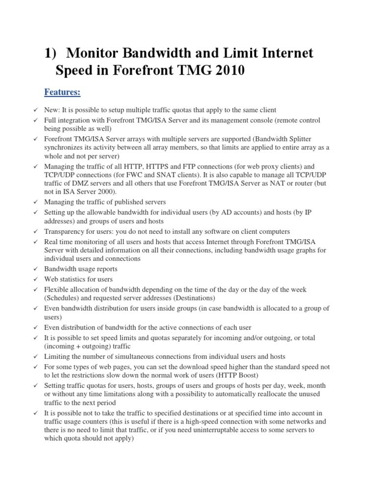Bandwidth Management with TMG 2010 | PDF | Web Traffic | Port (Computer ...