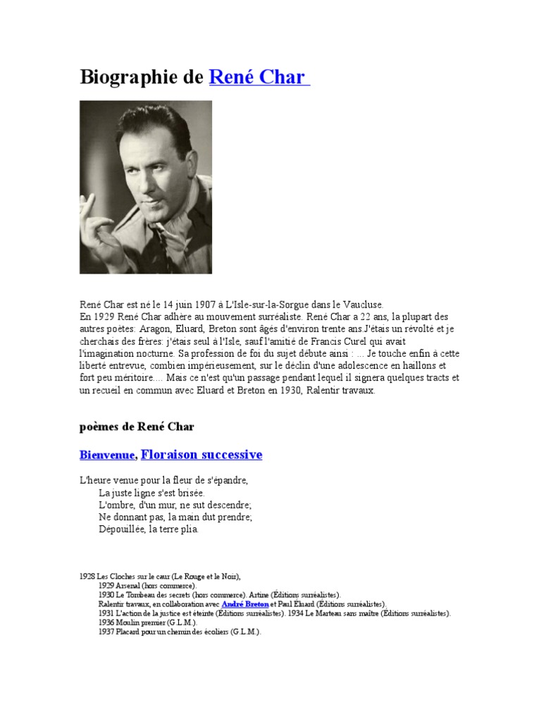 Biographie de René Char | PDF | Art | Poésie