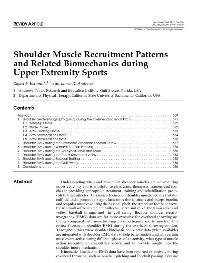 Shoulder Muscle Recruitment Patterns and Biomechanics During Common ...