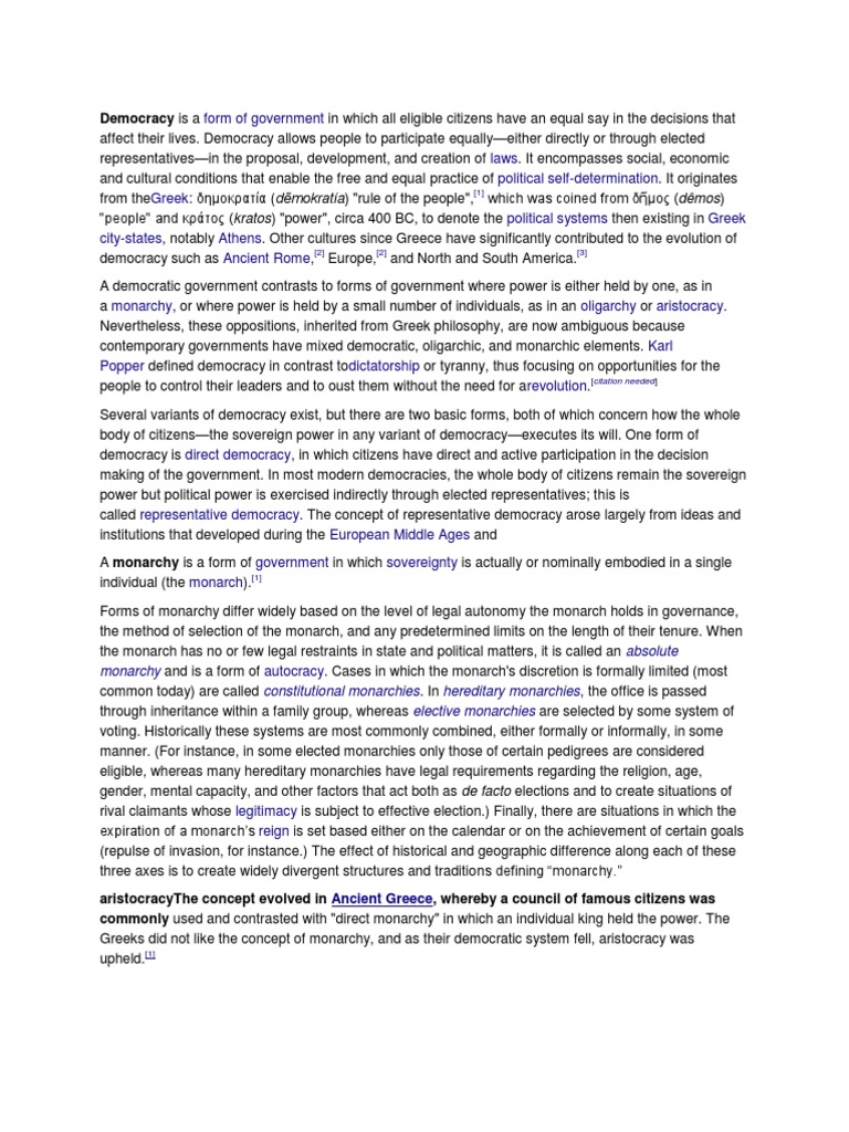 Democracy Is A: Absolute Monarchy Constitutional Monarchies Hereditary ...