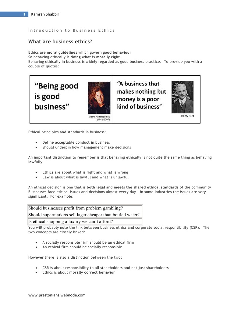 Introduction To Business Ethics | PDF | Business Ethics | Corporate ...