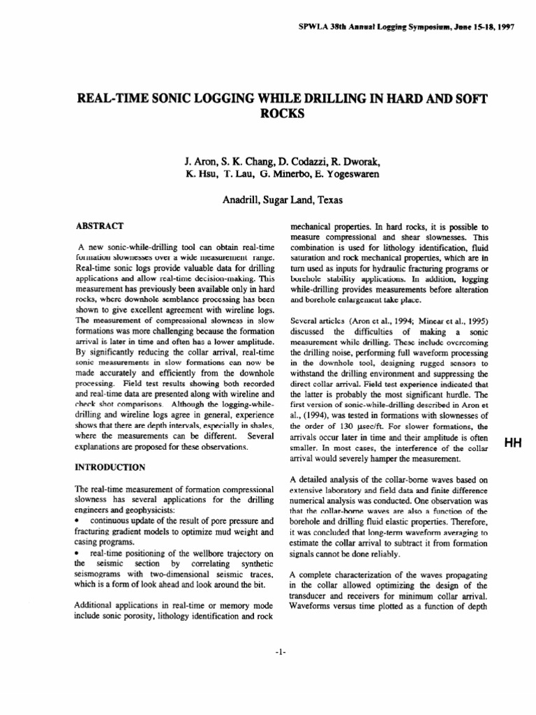 Real-Time Sonic Logging Tool for Drilling | PDF | Geotechnical ...