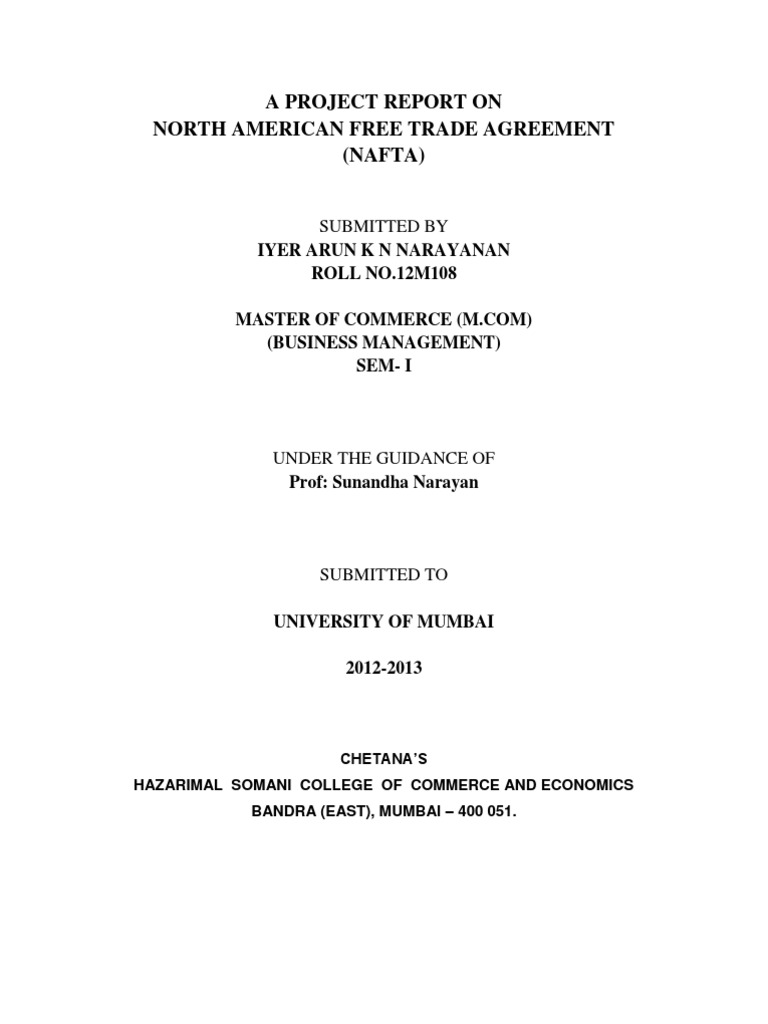Nafta Project | PDF | North American Free Trade Agreement | Protectionism