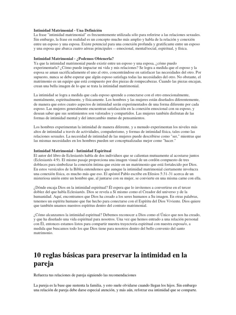 Intimidad Matrimonial | PDF | Matrimonio | Familia