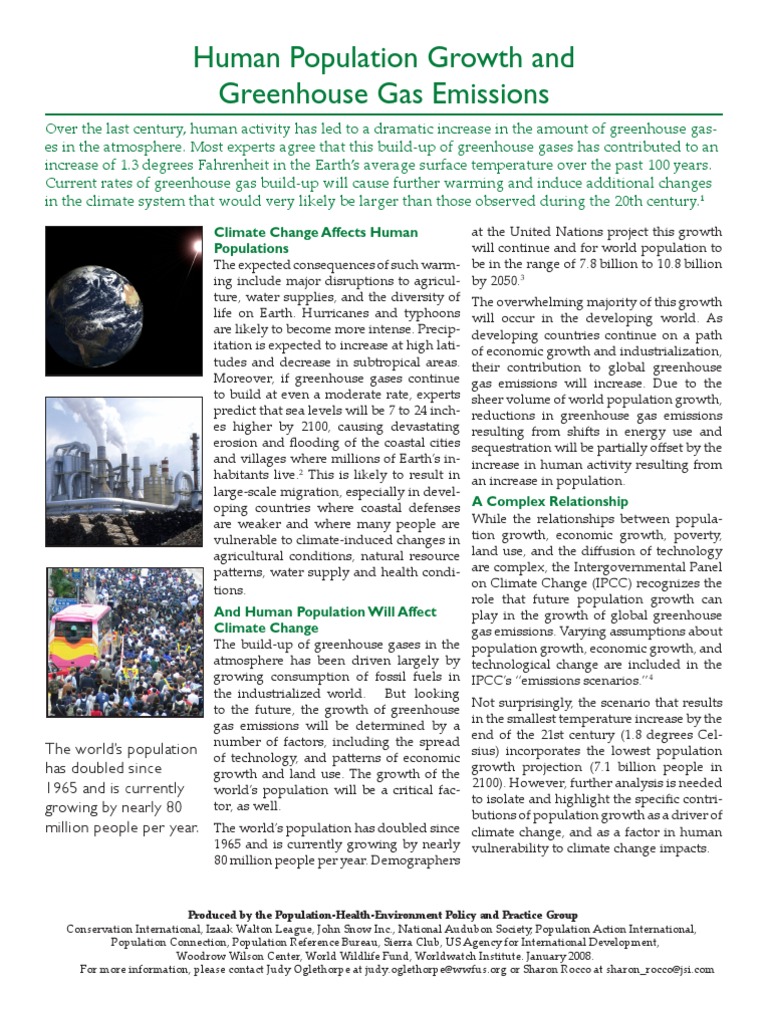 Human Population Growth and Greenhouse Gas Emissions | PDF | Greenhouse ...