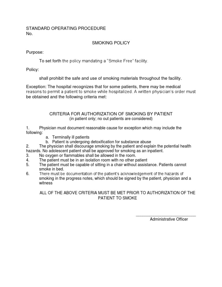 Smoke-Free Facility Policy Guidelines | PDF
