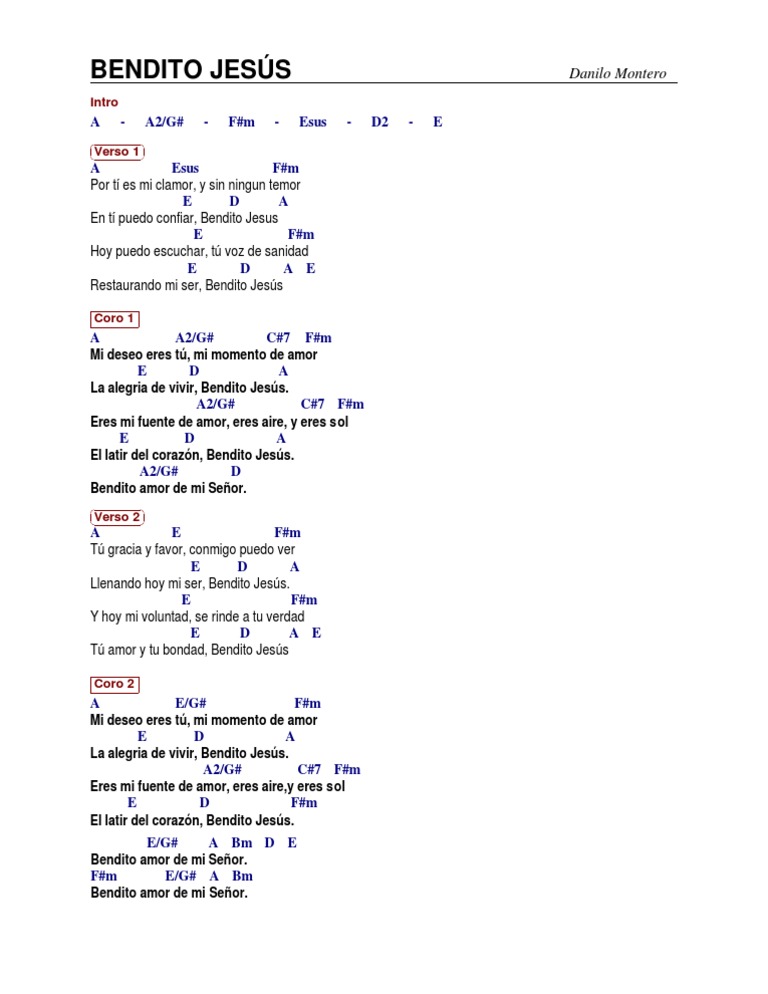 Letra de "Bendito Jesús" de Danilo Montero | PDF