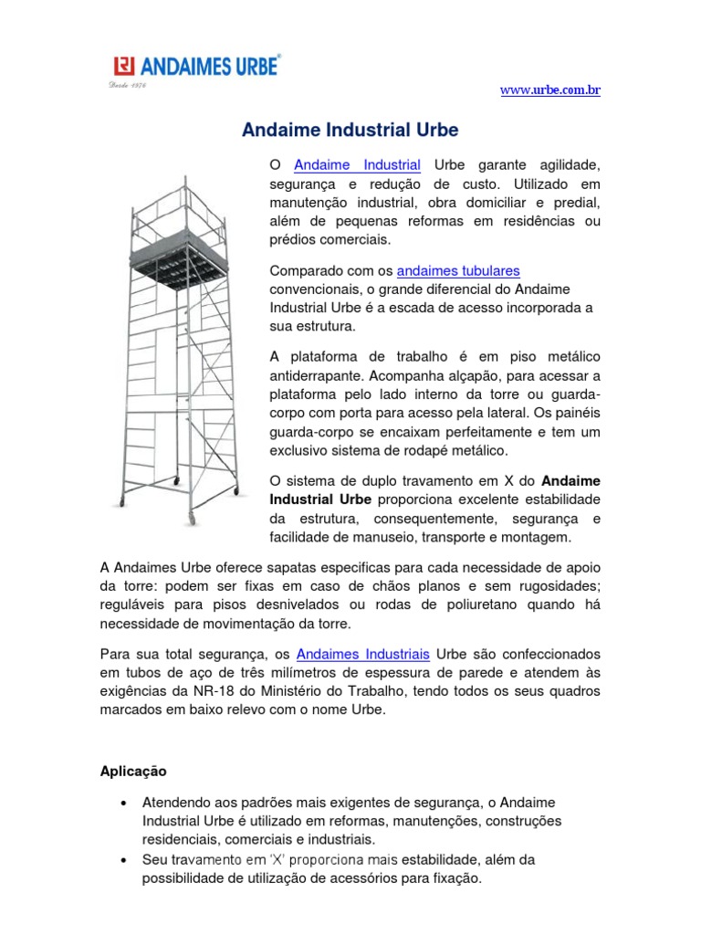 Urbe Andaime Industrial | PDF | Andaime | Indústrias
