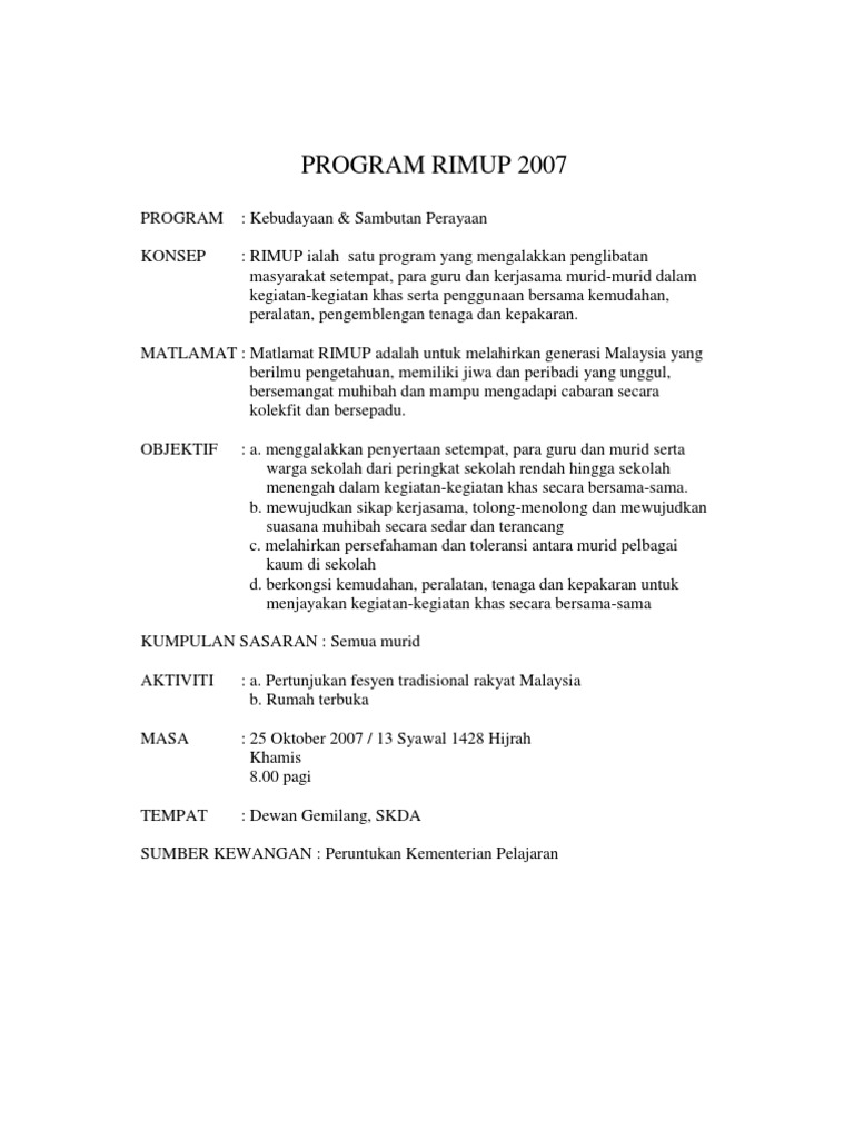 Dokumentasi Program Rimup | PDF