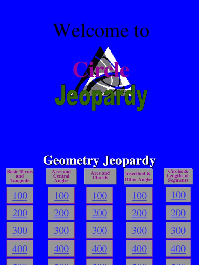 Chapter 9 Jeopardy (Geometry) | PDF | Circle | Angle
