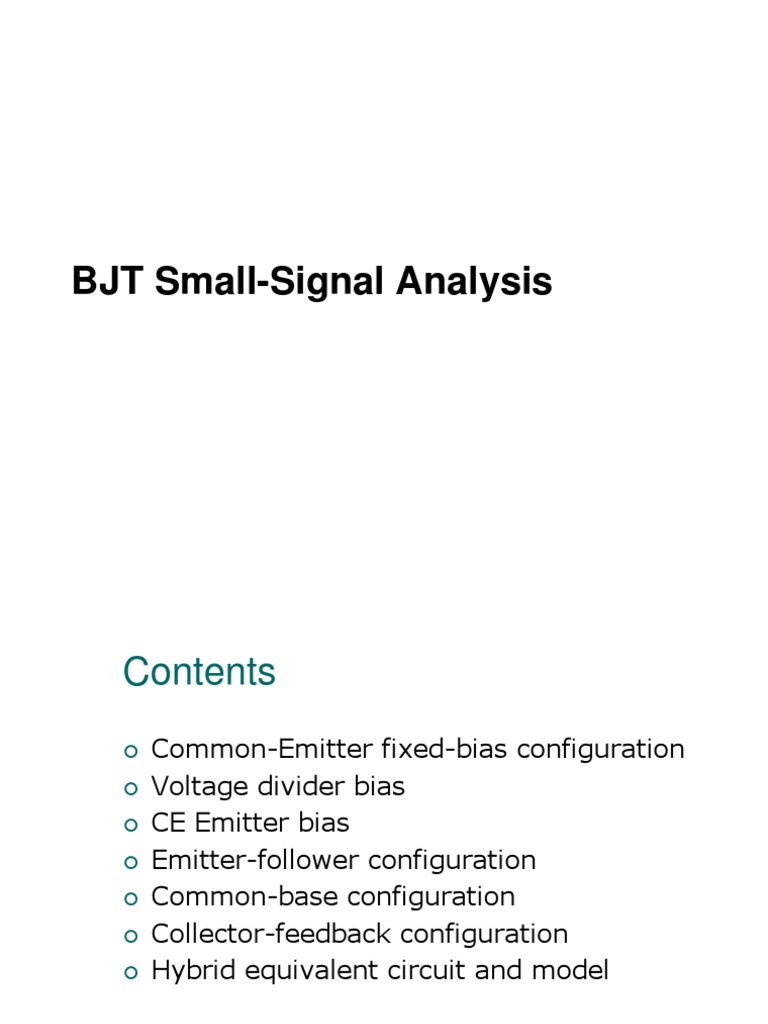 BJT Small Signal | PDF | Bipolar Junction Transistor | Computer Engineering
