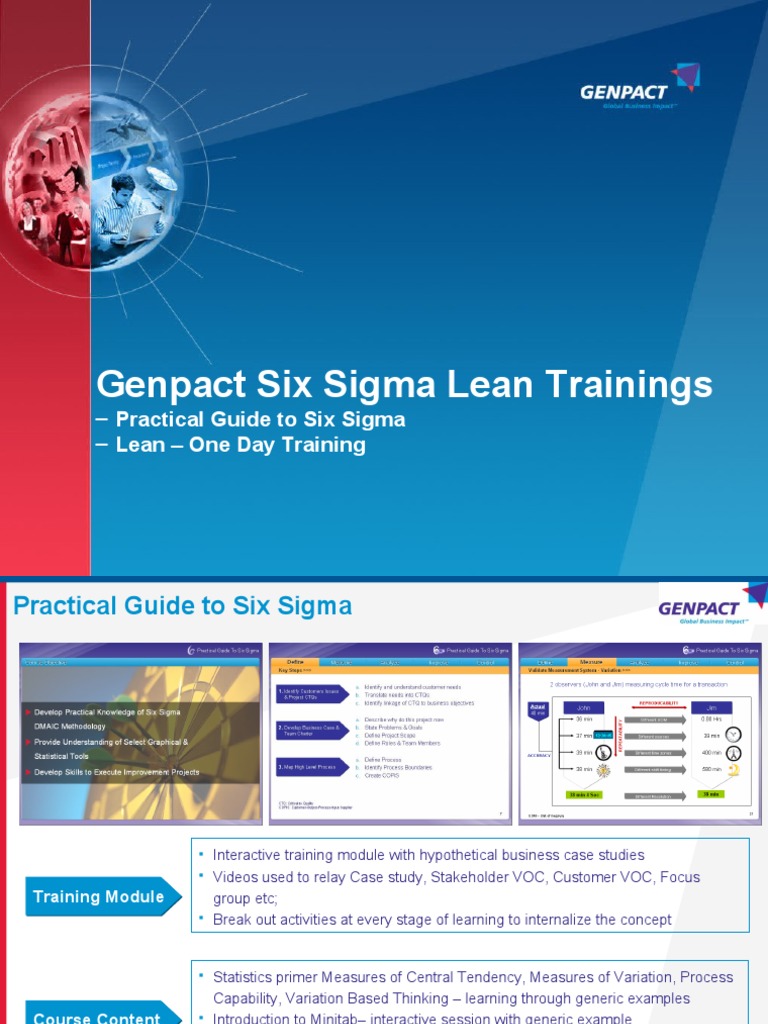 Genpact Lean Six Sigma Training Overview | PDF | Lean Manufacturing ...
