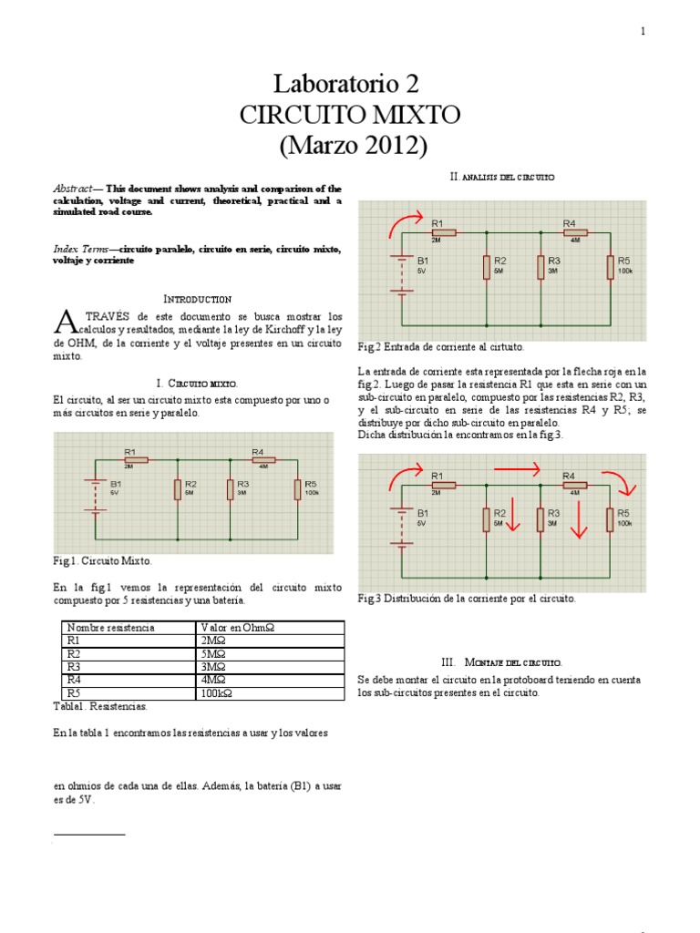 Circuito Mixto | PDF | Resistencia Eléctrica y Conductancia | Corriente ...