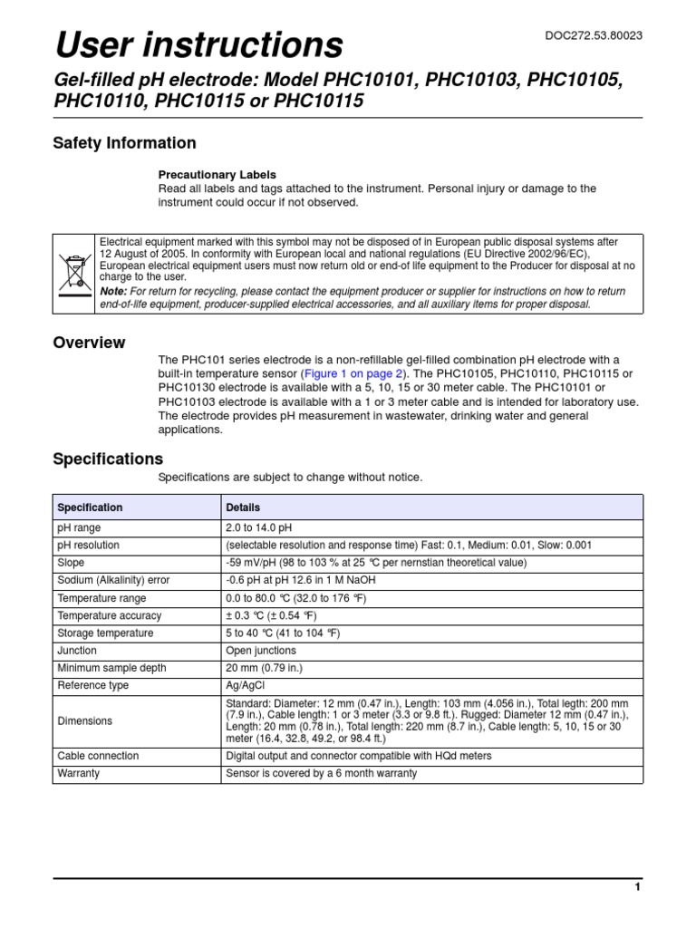 Hach PH Meter Manual | PDF | Ph | Calibration