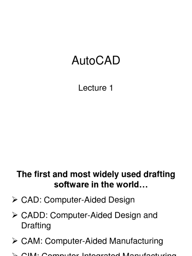 AutoCAD Lecture1 | PDF | Computer Aided Design | Command Line Interface