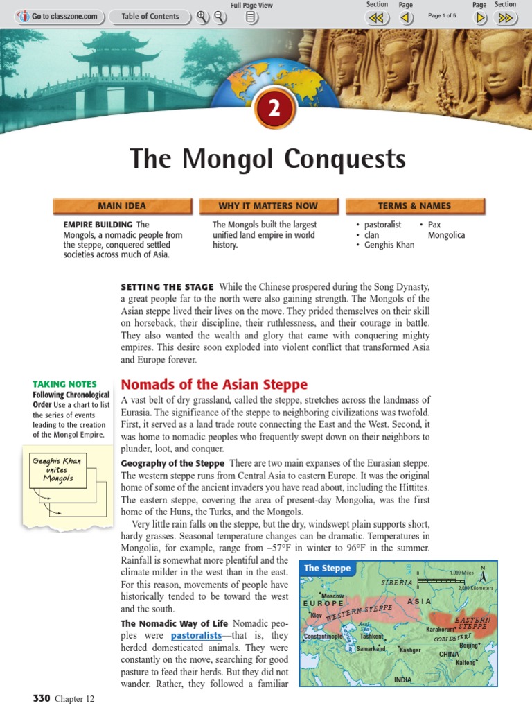 CH 12 Sec 2 - The Mongol Conquests | PDF | Genghis Khan | Mongols