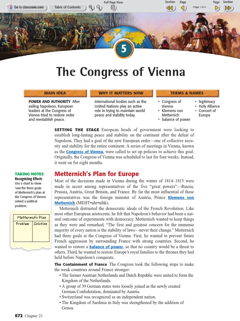 CH 23 Sec 5 - The Congress of Vienna | PDF | First French Empire | Napoleon