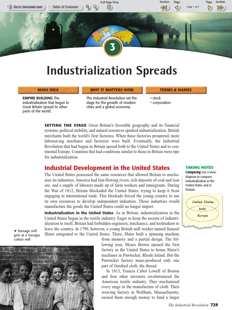 Spread of Industrialization in Europe & U.S. | PDF | Industrialisation ...