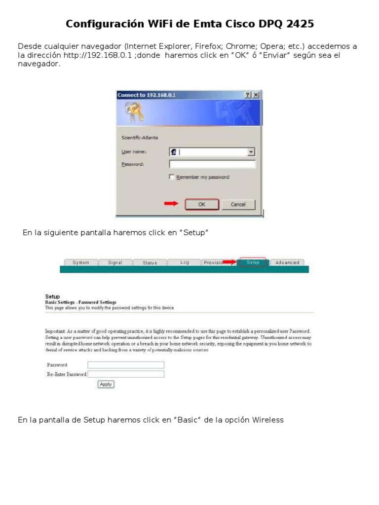 Configuración WiFi de Emta Cisco DPQ 2425 | PDF