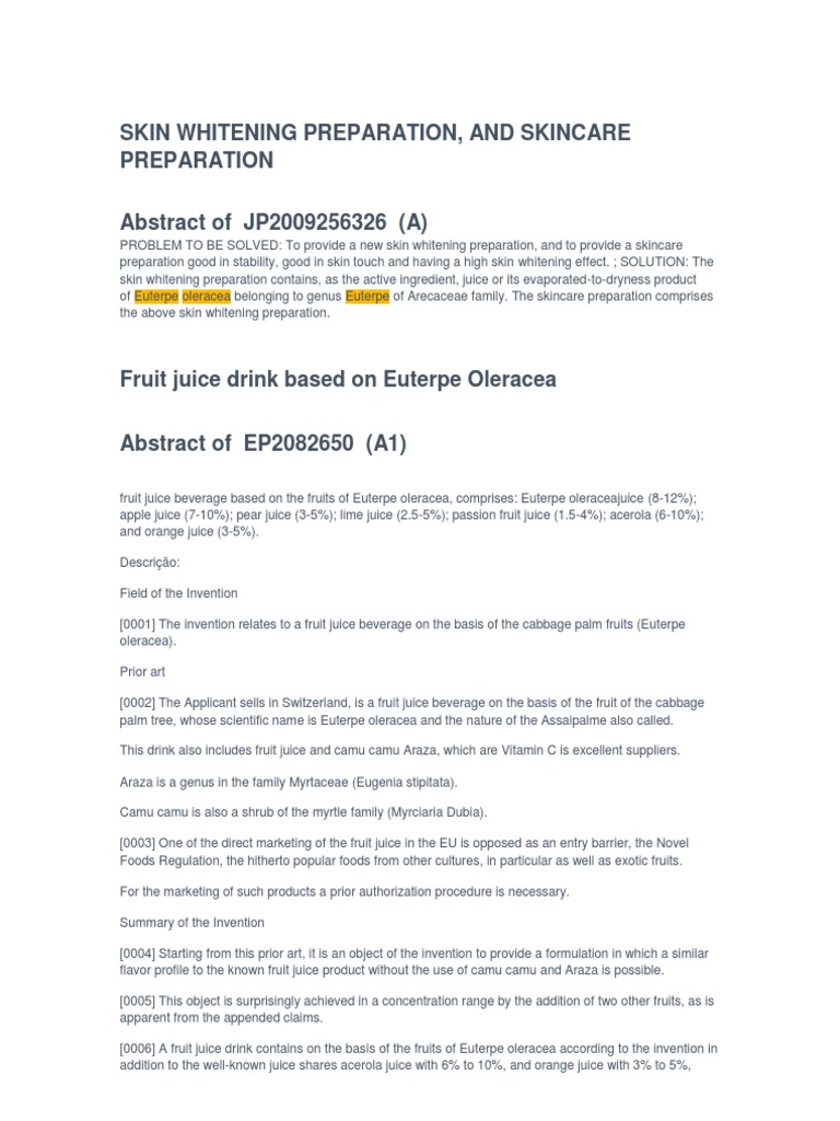 Skin Whitening Preparation | PDF | Surfactant | Sugar Substitute