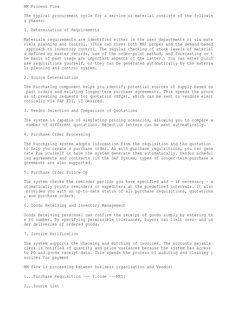 MM Process Flow and Purchase Cycle | PDF | Accounts Payable | Invoice