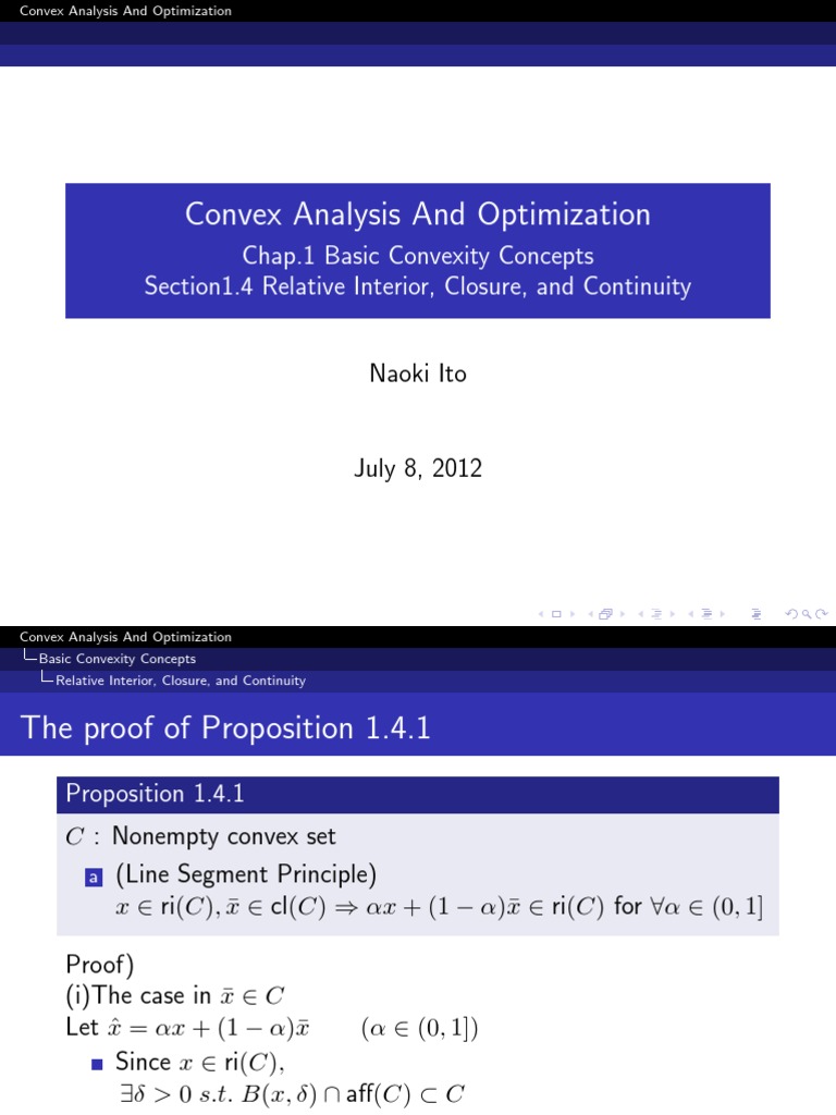 Relative Interior, Closure, and Continuity | PDF | Convex Set | Linear Subspace