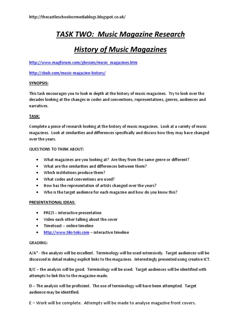 History of Music Magazines Research | PDF | Foreign Language Studies