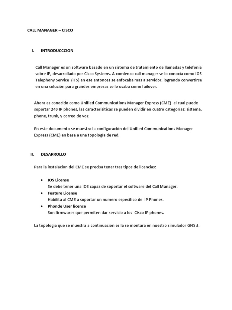 Call Manager Cisco | PDF | Dirección IP | Enrutador (Computación)