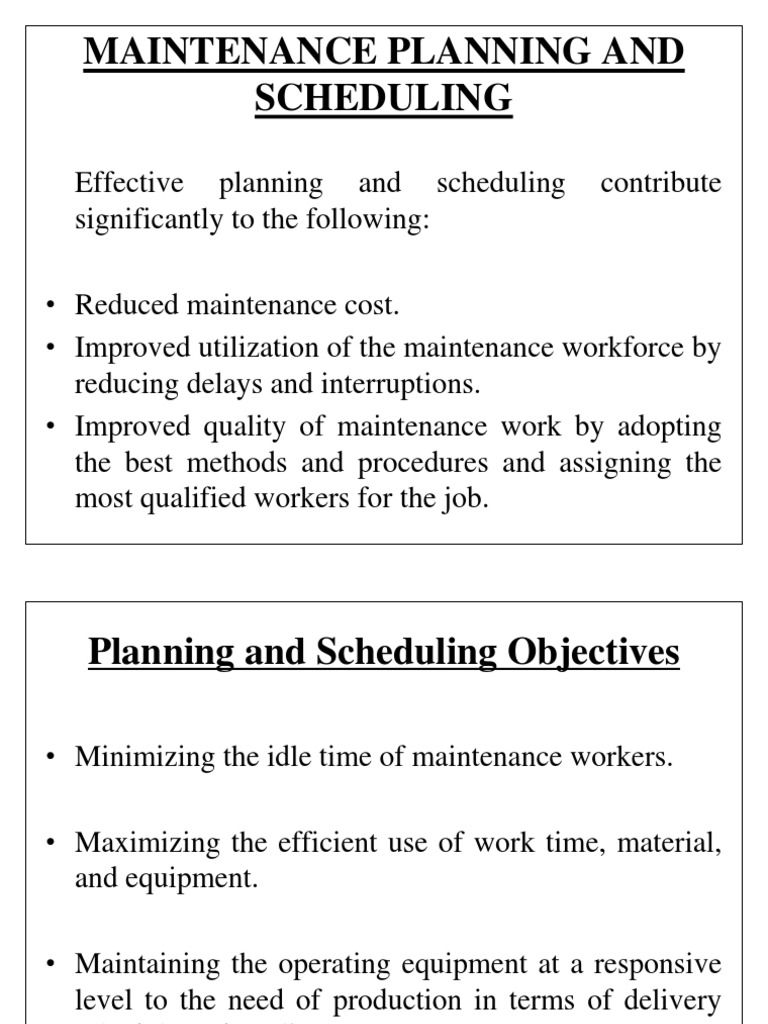 Maintenance Planning | PDF | Scheduling (Production Processes) | Scheduling (Computing)