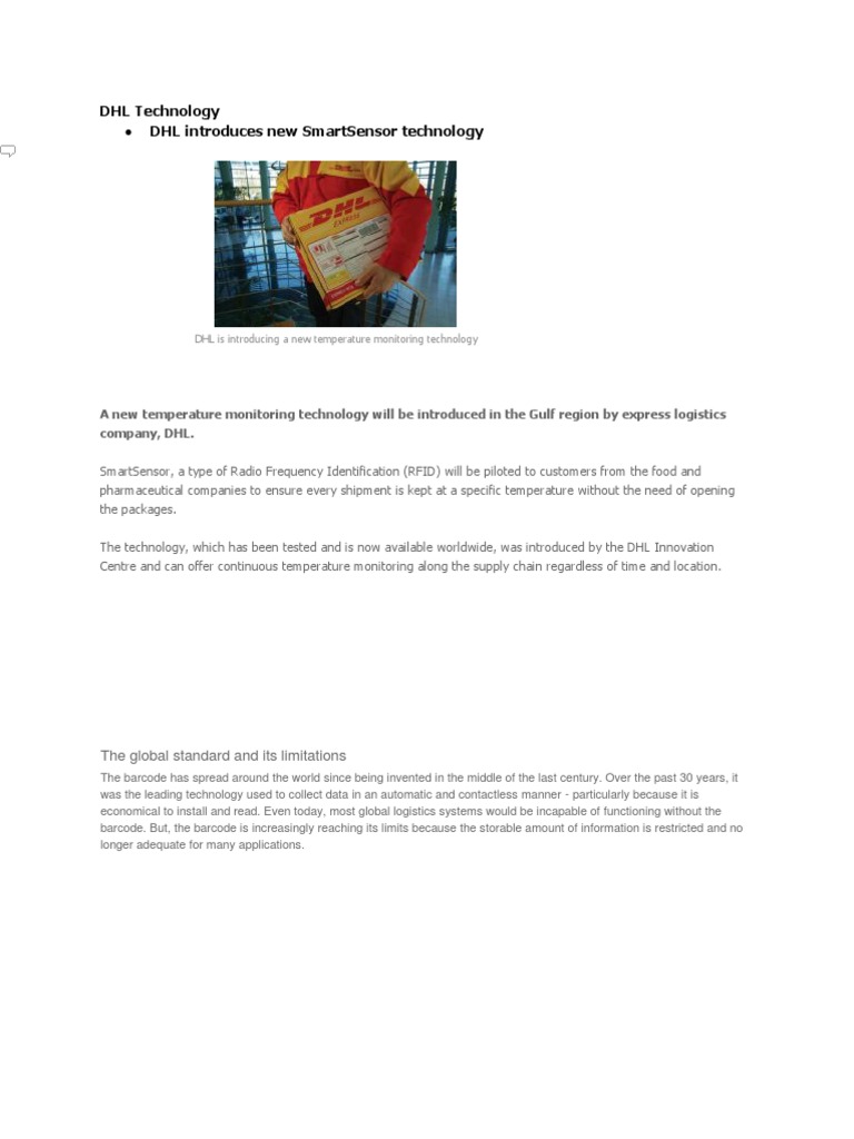 DHL Introduces New SmartSensor Technology | PDF | Barcode | Radio ...