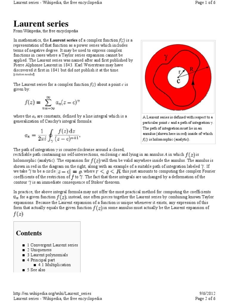 Laurent Series | Series (Mathematics) | Functions And Mappings
