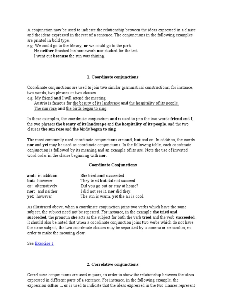 Conjunction Theory Pdf Preposition And Postposition Subject Grammar